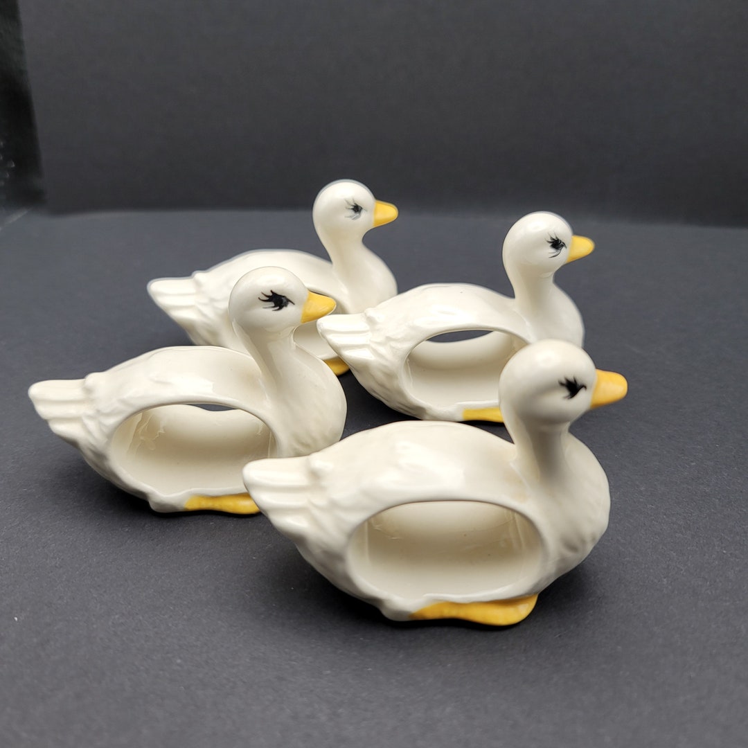 Set of Four Porcelain Duck Napkin Rings - Etsy