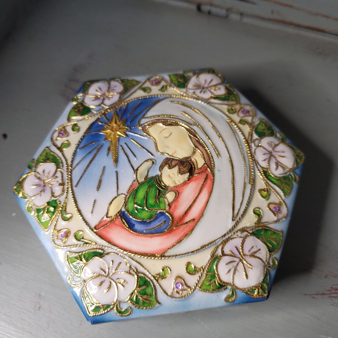 Virgin Mary and Child Treasure Box - Etsy