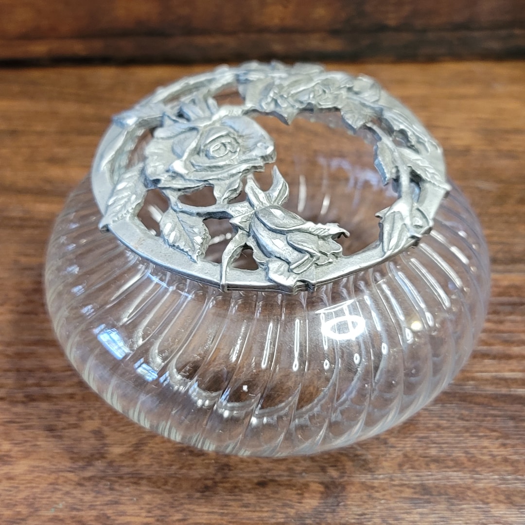 Anchor Hocking Rawcliffe Pewter Rose Potpourri Lid and Jar - Etsy