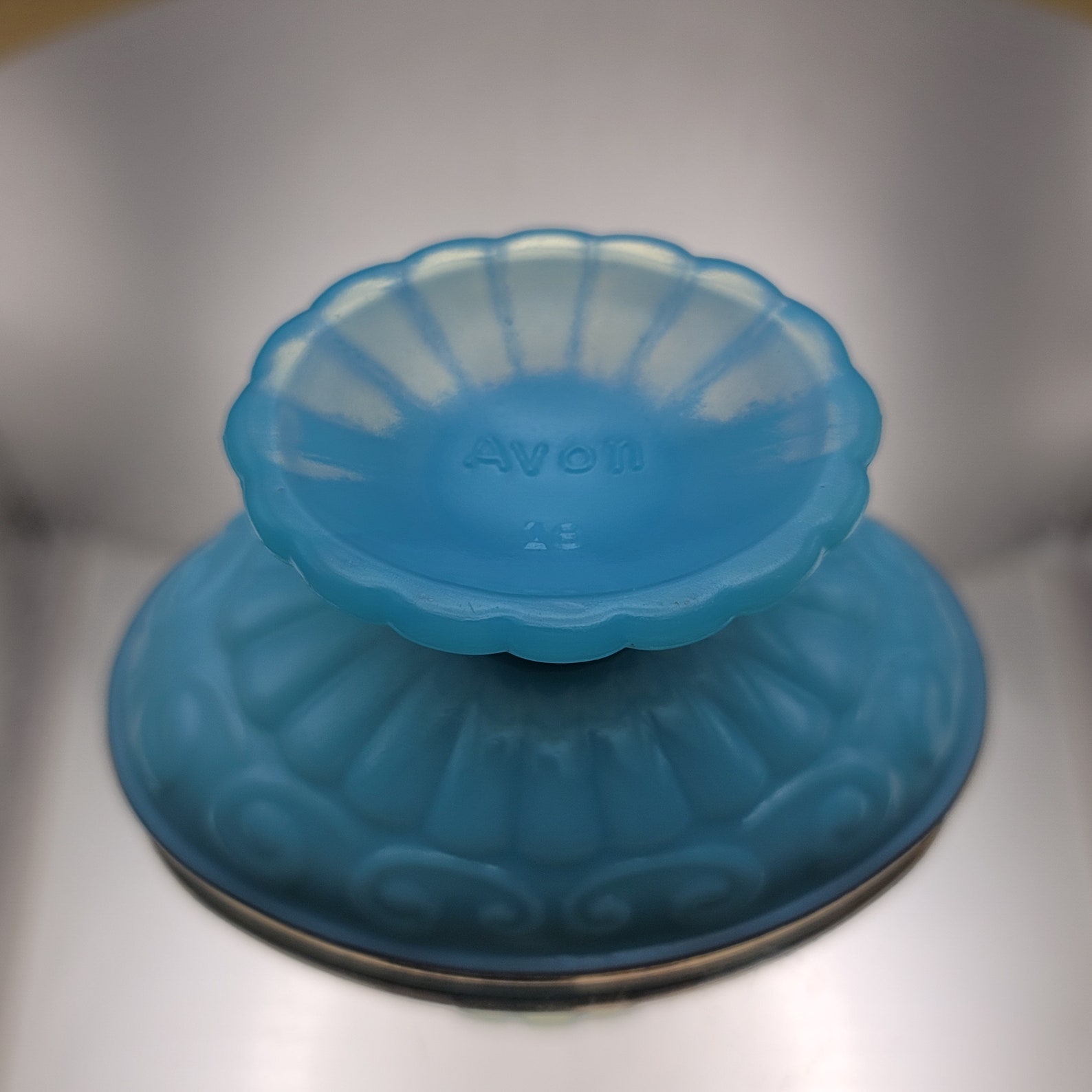 Avon Blue Glass Pedestal Soap Dish - Etsy