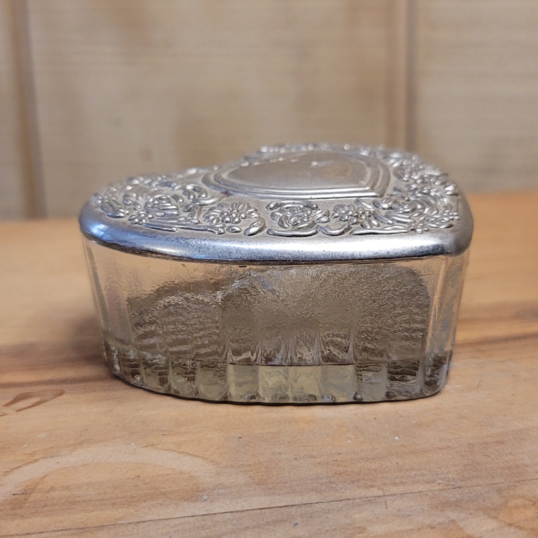 Metal Lidded Glass Heart Box - Etsy