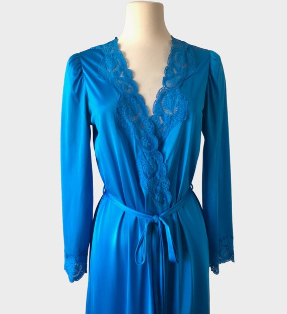 Vintage Olga Bright Blue, Ankle Length, Long Sleeve L… - Gem