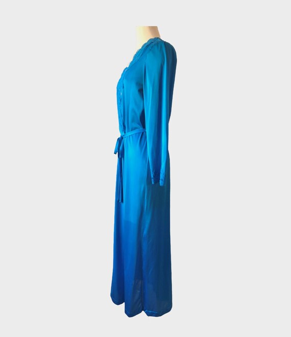 Vintage Olga Bright Blue, Ankle Length, Long Sleeve L… - Gem