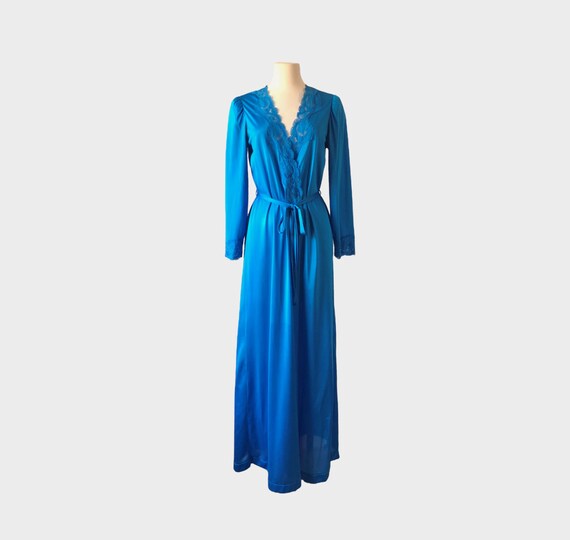 Vintage Olga Bright Blue, Ankle Length, Long Sleeve L… - Gem