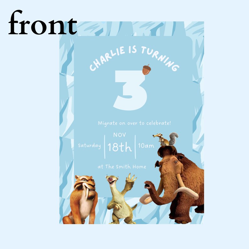 Ice Age Invitation Template - Etsy