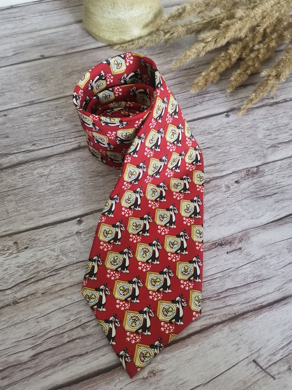 Vintage tie Sylvester, Tweety bird cartoon, funny tie… - Gem
