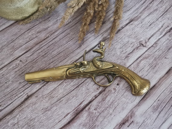 Vintage Pistol Wall Decor Wall Hanging Pistol Brass Heavy | Etsy