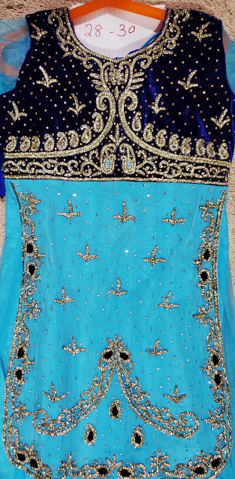 Blue Dress With Dark Blue Border - Etsy