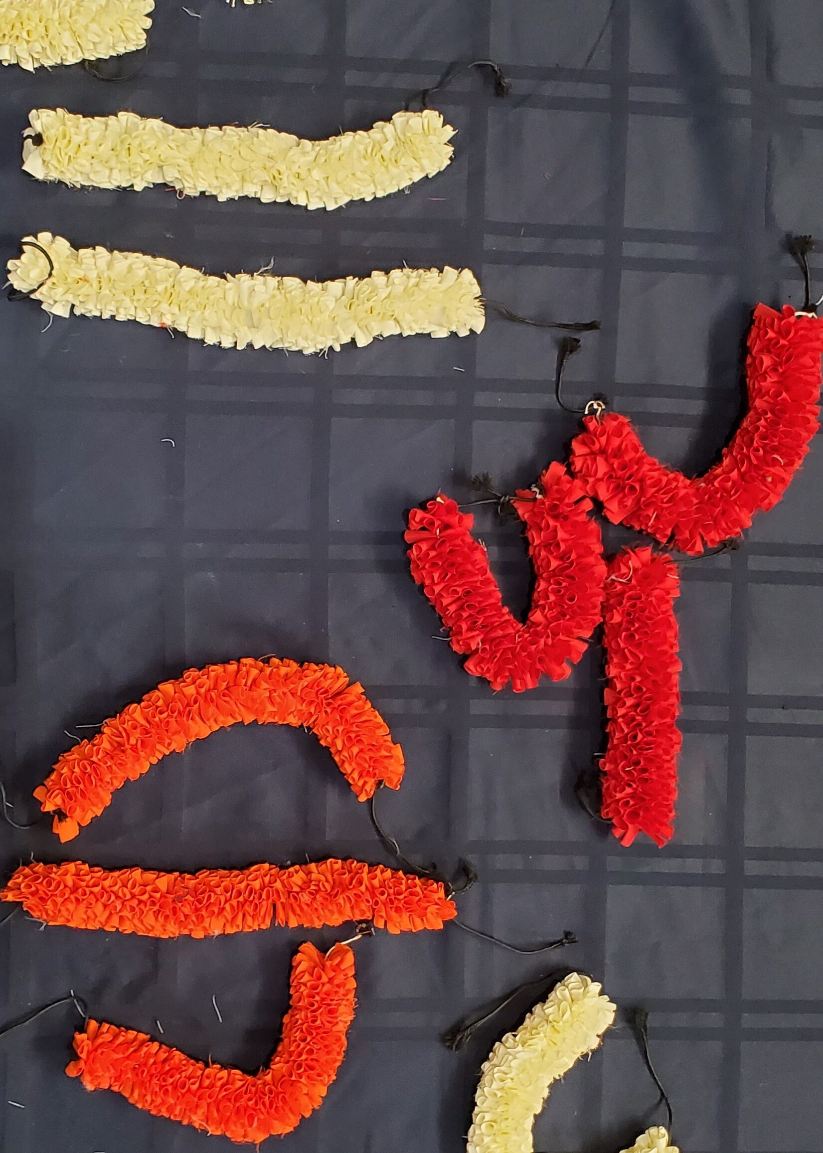 Orange, White Round Cut Flowers Made of Statin | Bharatanatyam ...