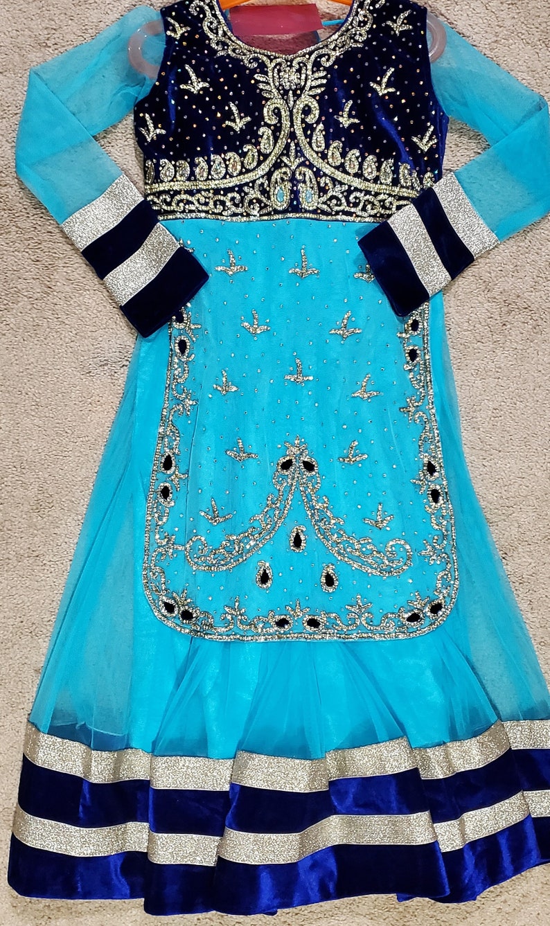 Blue Dress With Dark Blue Border - Etsy