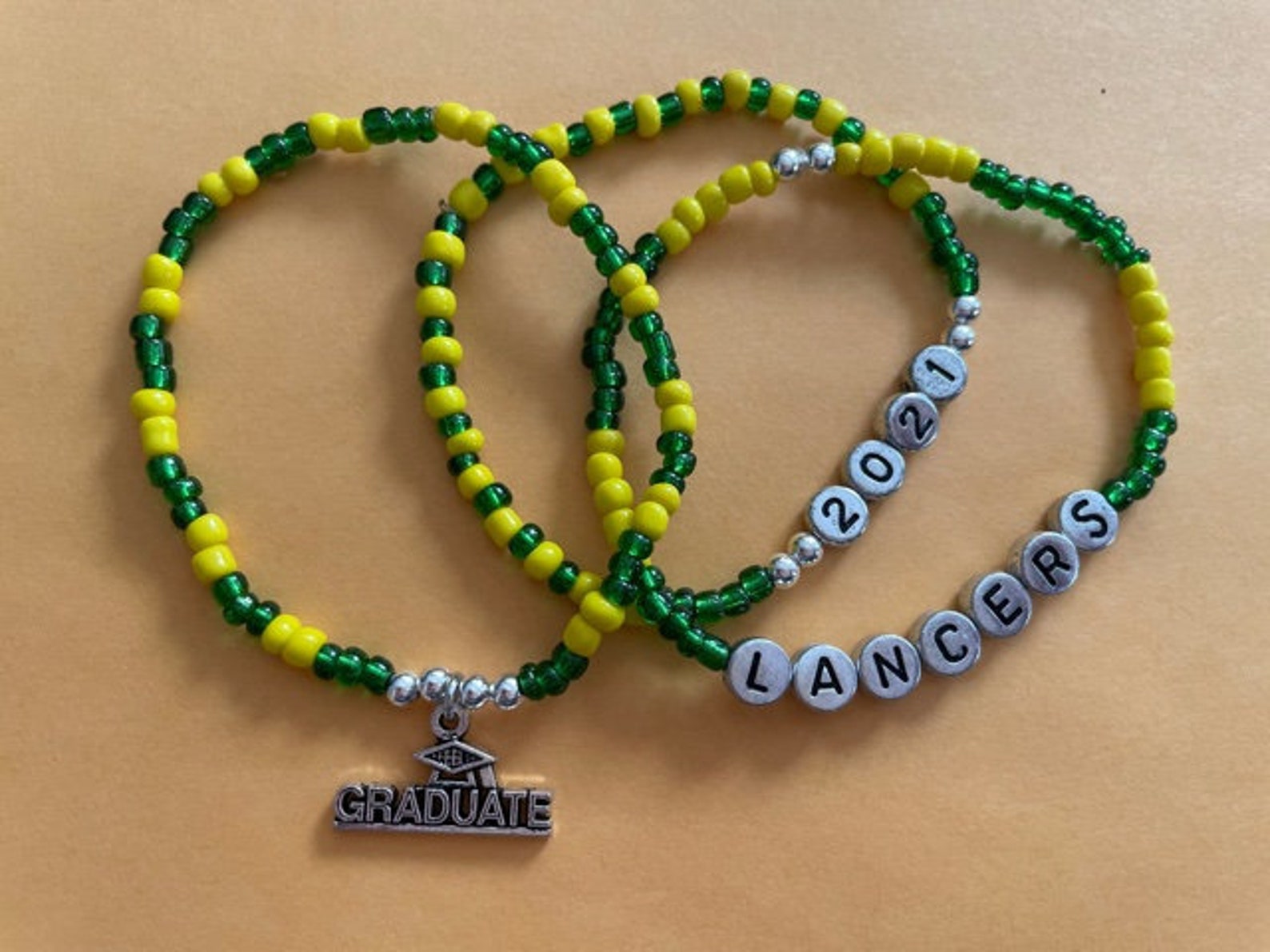 Beaded Graduation Bracelets | Stackable Trio | 2021 | Gift for Senior ...