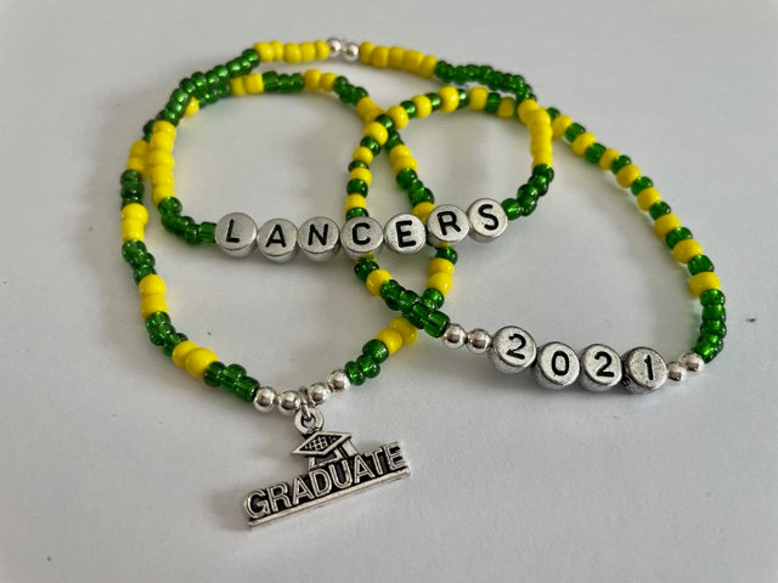 Beaded Graduation Bracelets | Stackable Trio | 2021 | Gift for Senior ...