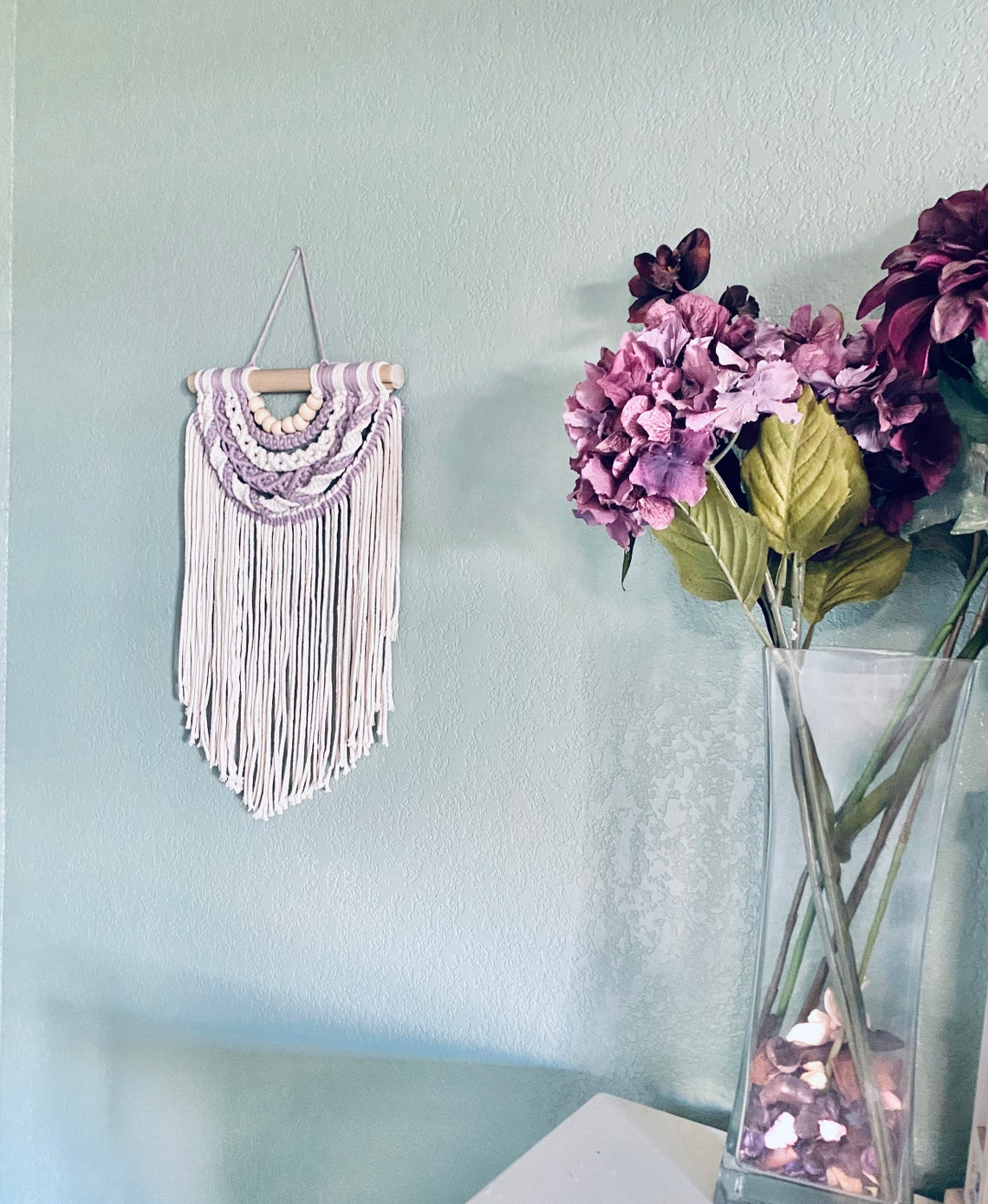 Purple and White Macrame Wall Hanging Macrame Boho Home - Etsy