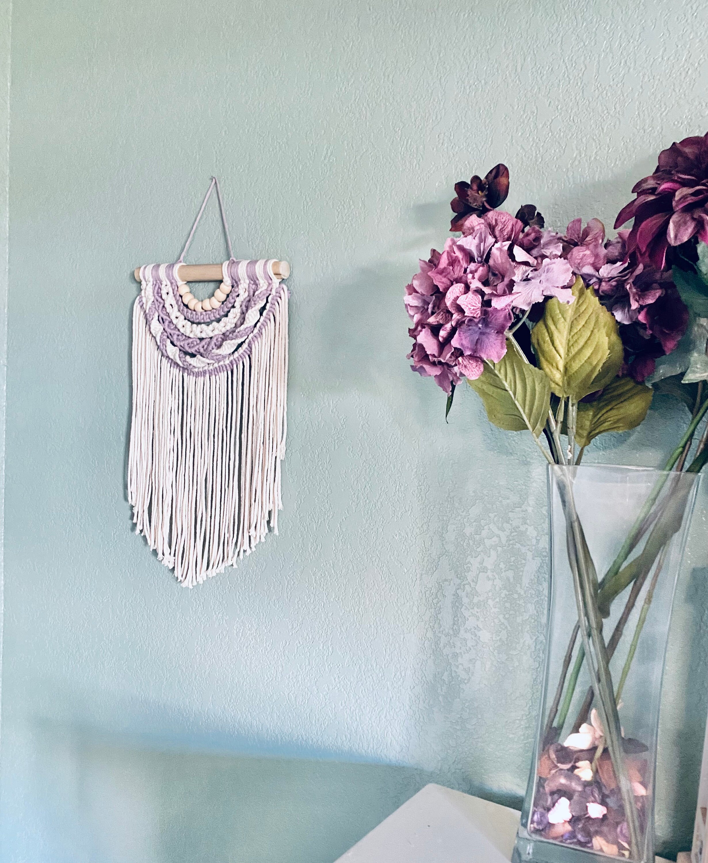 Purple and White Macrame Wall Hanging Macrame Boho Home - Etsy