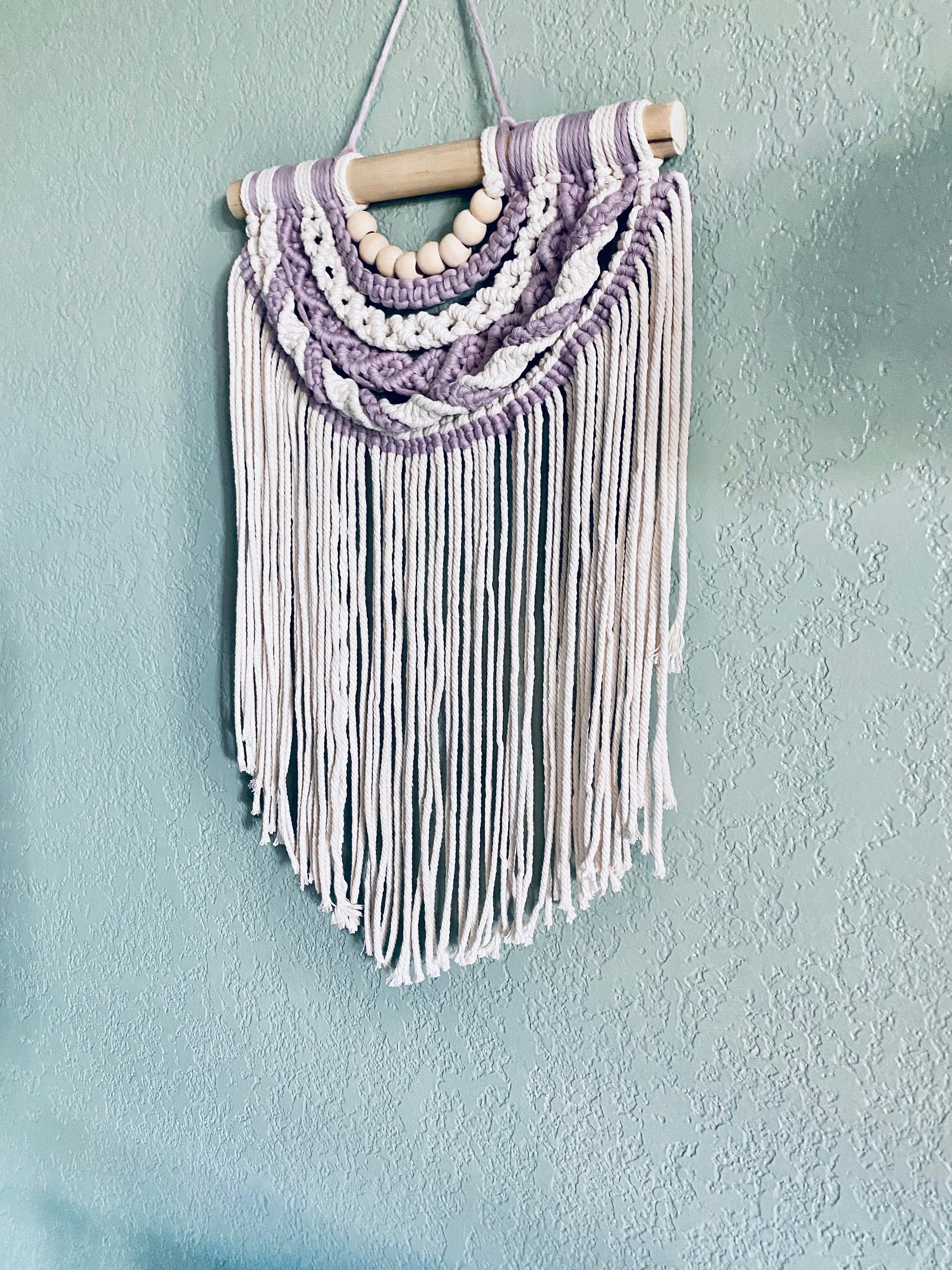 Purple and White Macrame Wall Hanging Macrame Boho Home - Etsy