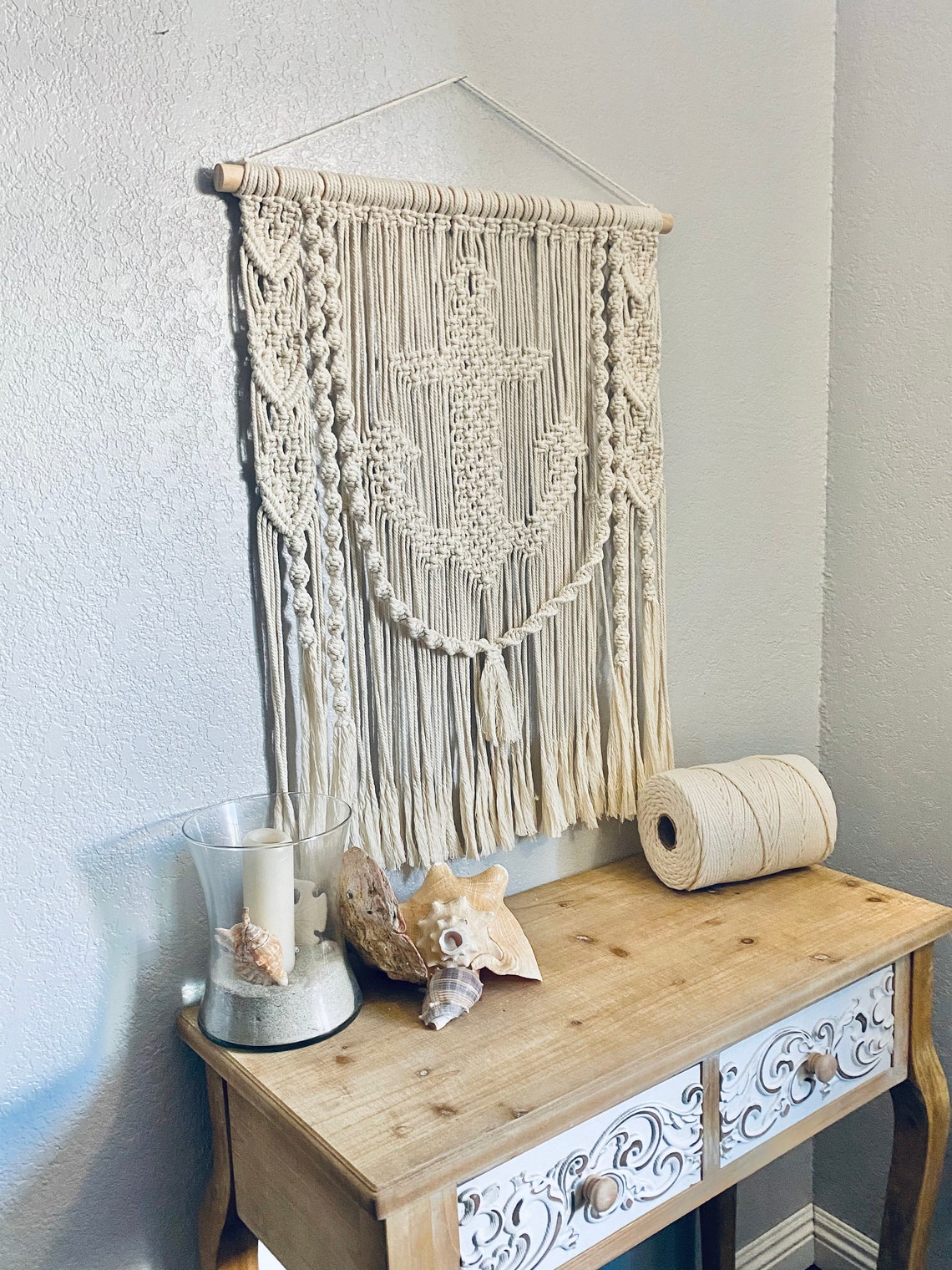 Anchor Navy Decor Nautical Handmade Macrame Wall Hanging | Etsy