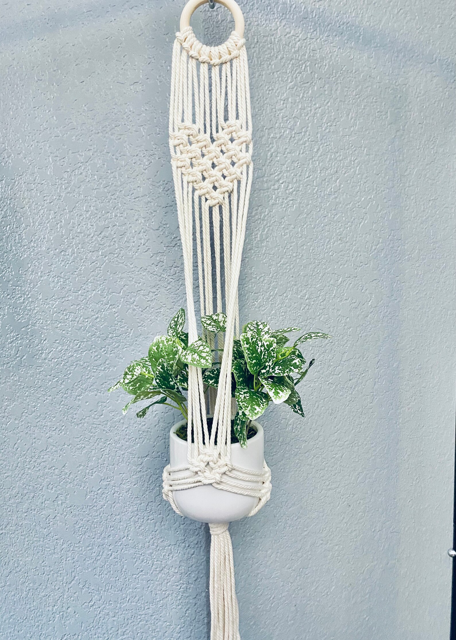 Macrame Heart Planter With Hook Handmade Wall Hanging LOVE - Etsy