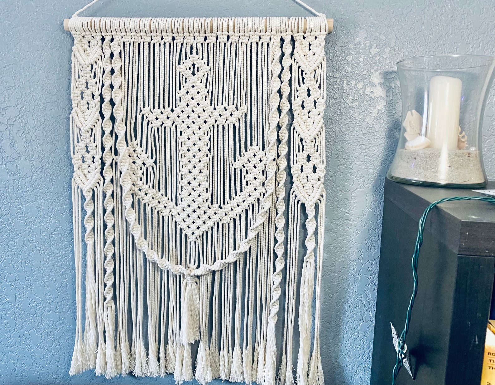 Anchor Navy Decor Nautical Handmade Macrame Wall Hanging | Etsy