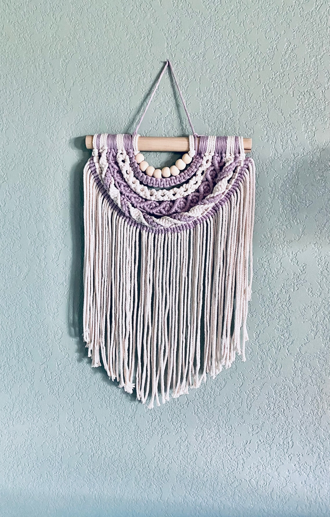 Purple and White Macrame Wall Hanging Macrame Boho Home - Etsy