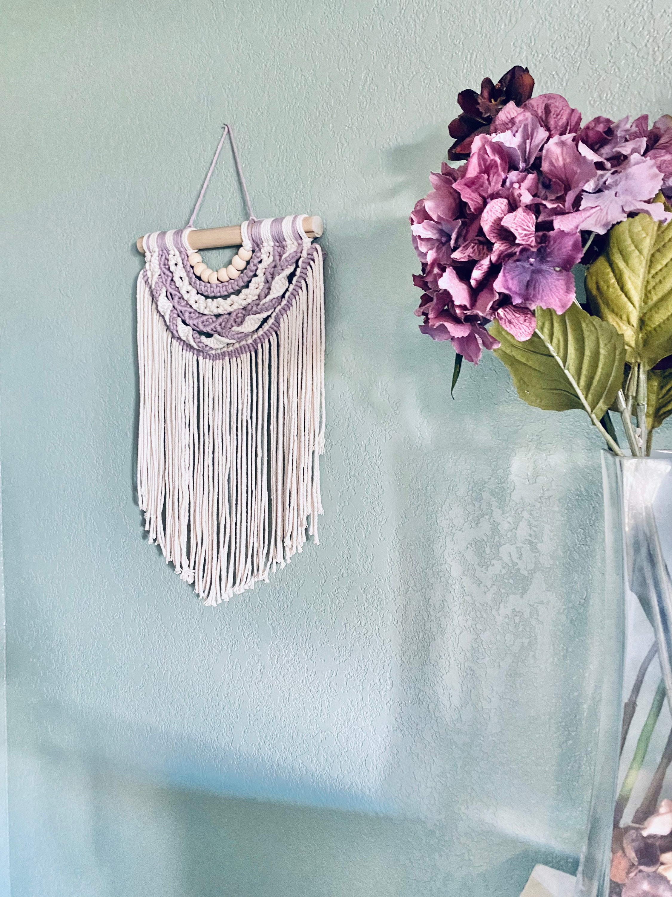 Purple and White Macrame Wall Hanging Macrame Boho Home - Etsy