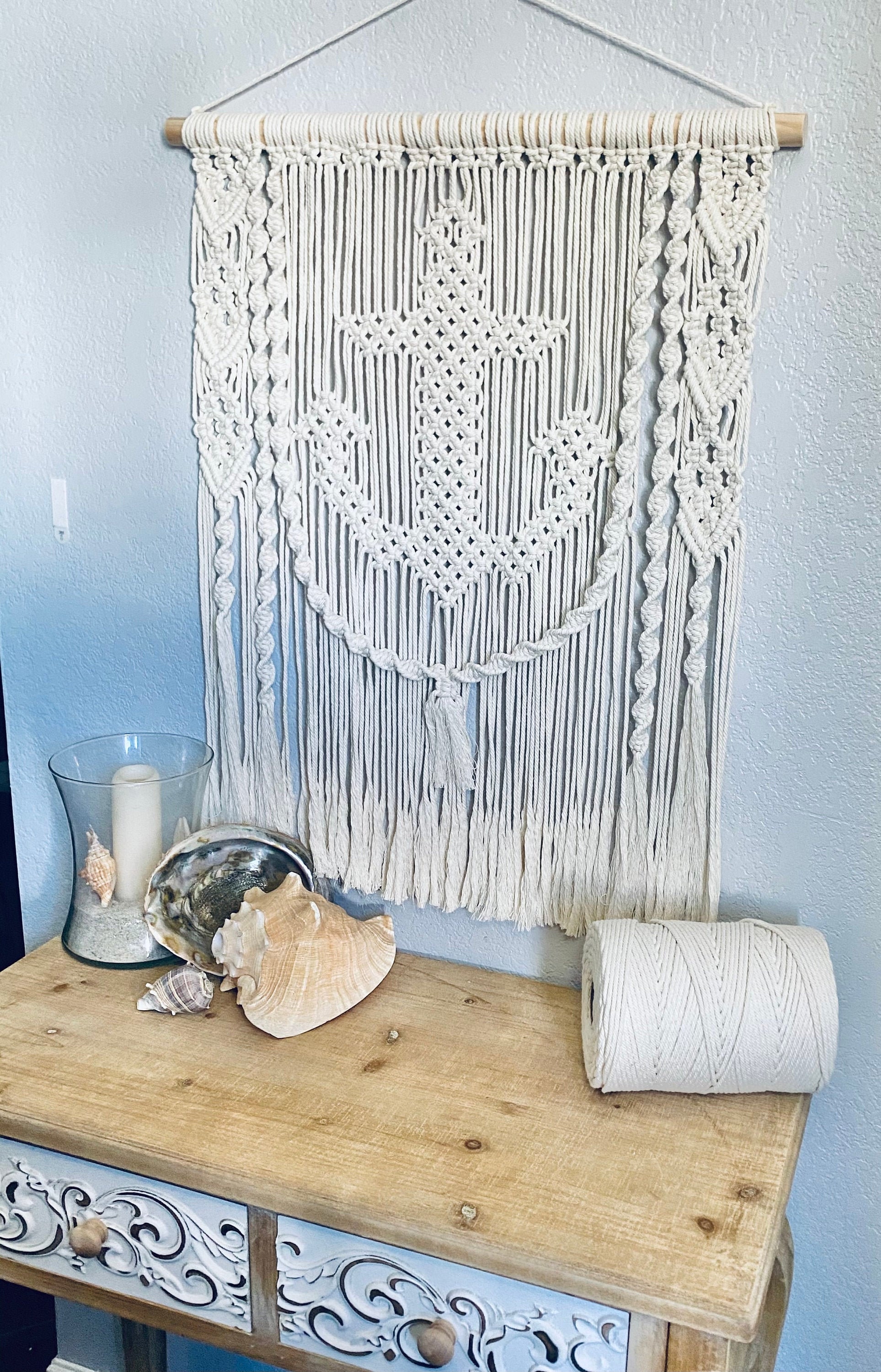 Anchor Navy Decor Nautical Handmade Macrame Wall Hanging | Etsy