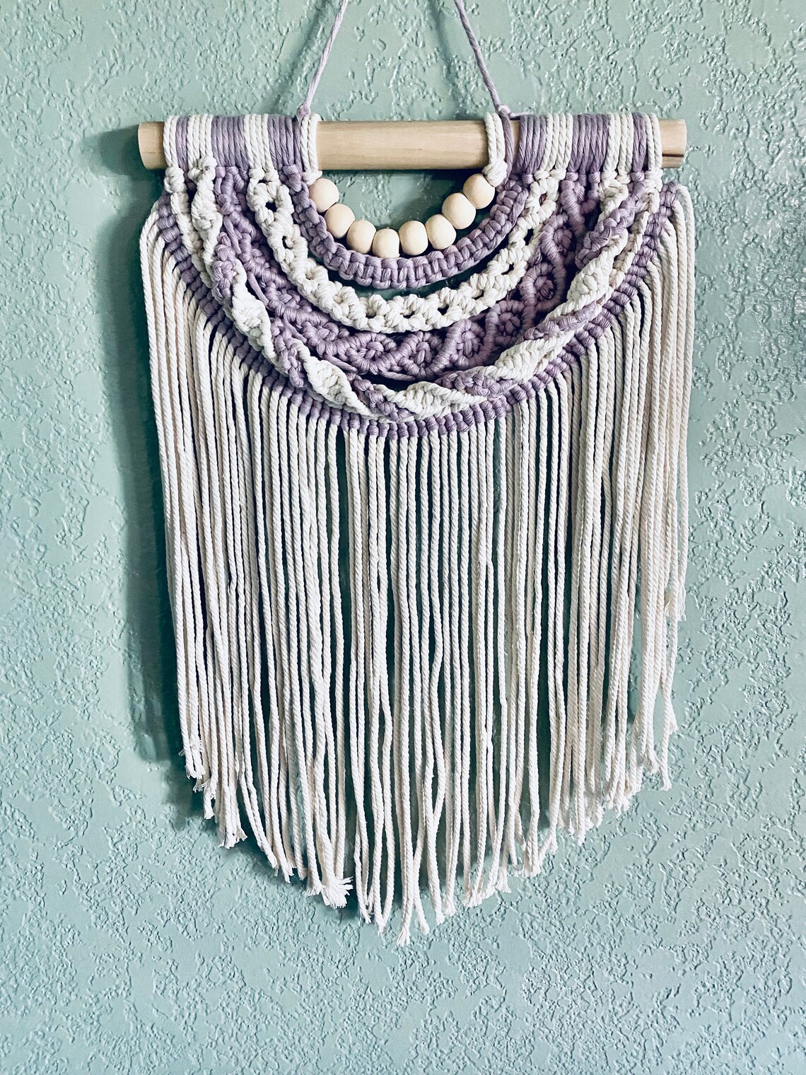 Purple and White Macrame Wall hanging Macrame Boho Home | Etsy