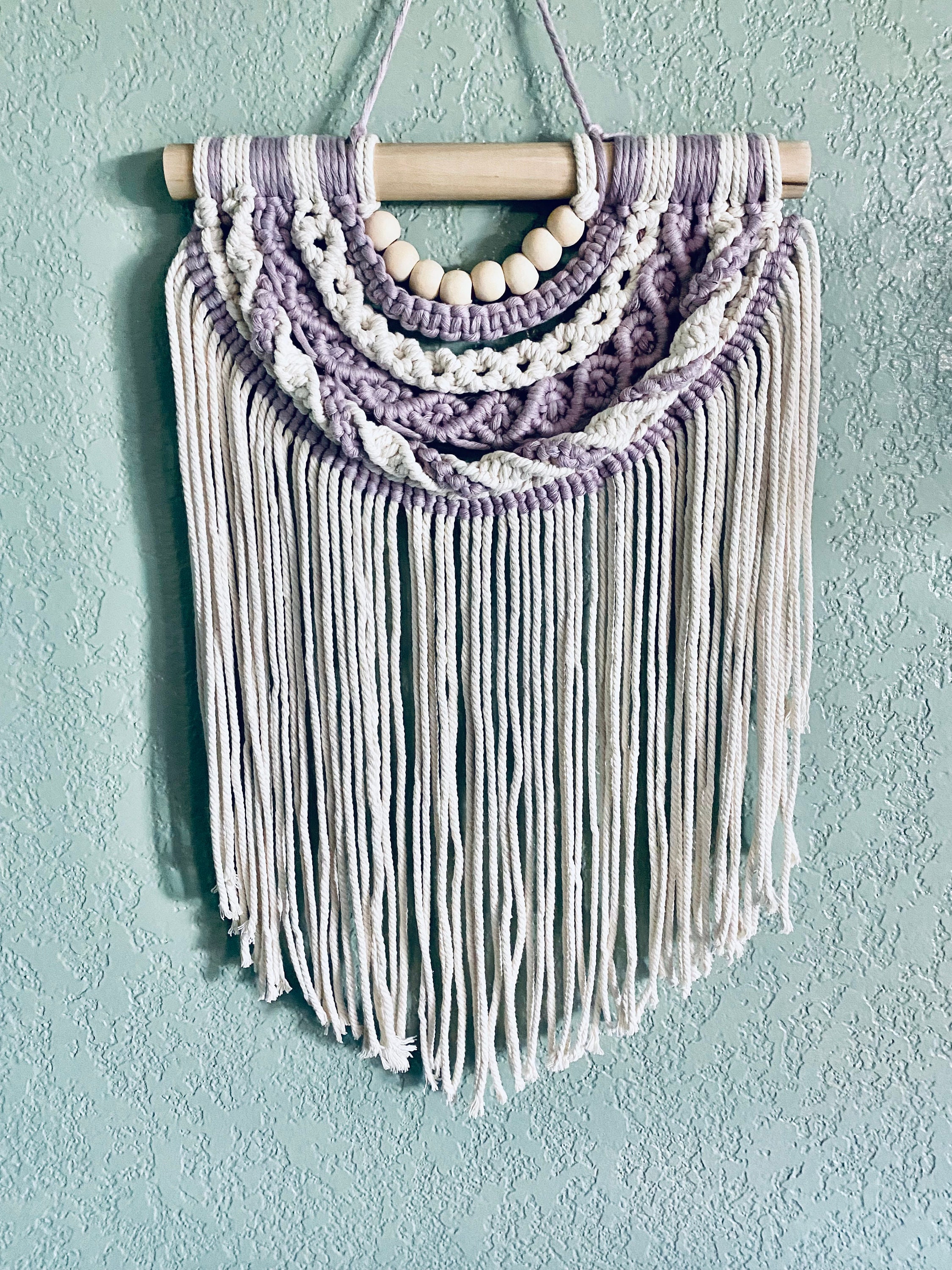 Purple and White Macrame Wall Hanging Macrame Boho Home - Etsy