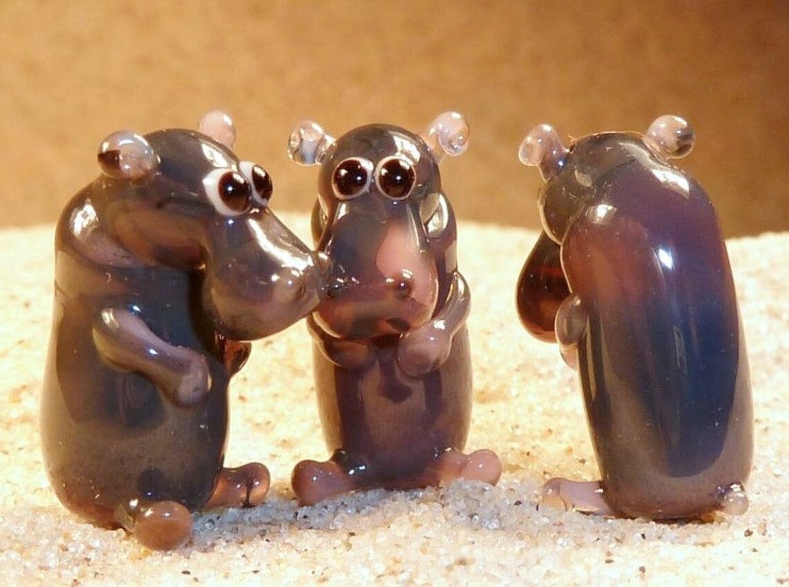 Hippopotamus Hippo Glass Animal / Figurine Size Approx. | Etsy