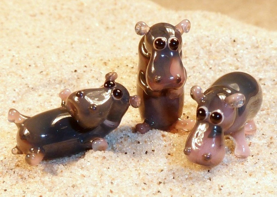 Hippopotamus Hippo Glass Animal / Figurine Size Approx. | Etsy