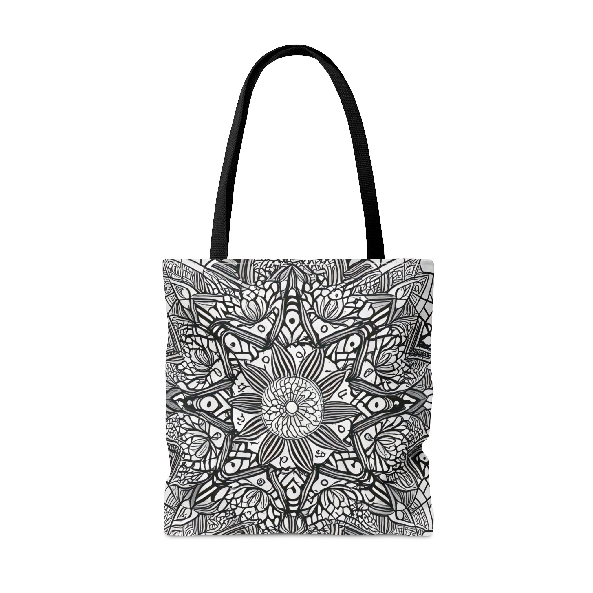Mandala Tote Bag | Color Your Own | Coloring Book Bag | Black and White ...