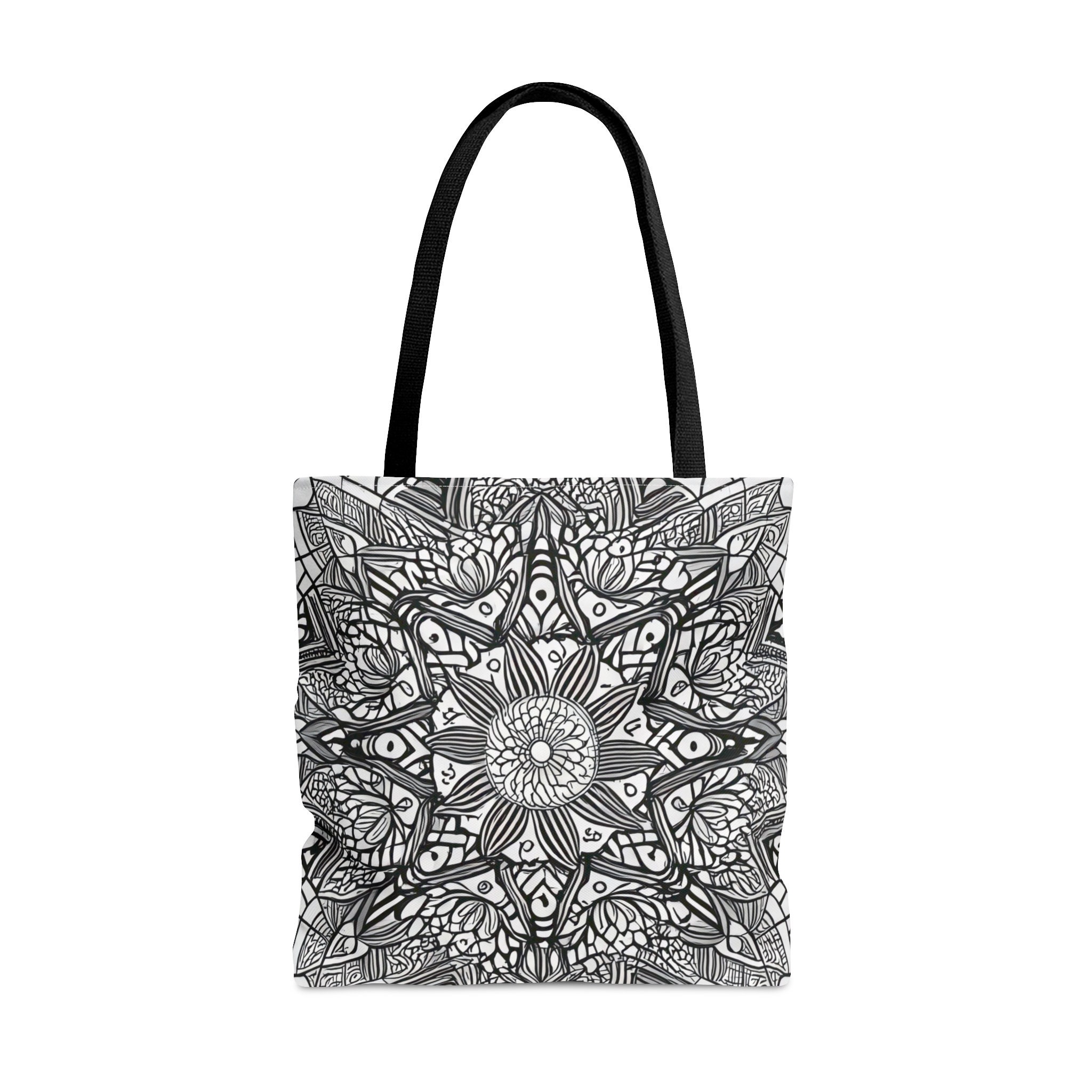 Mandala Tote Bag | Color Your Own | Coloring Book Bag | Black and White ...