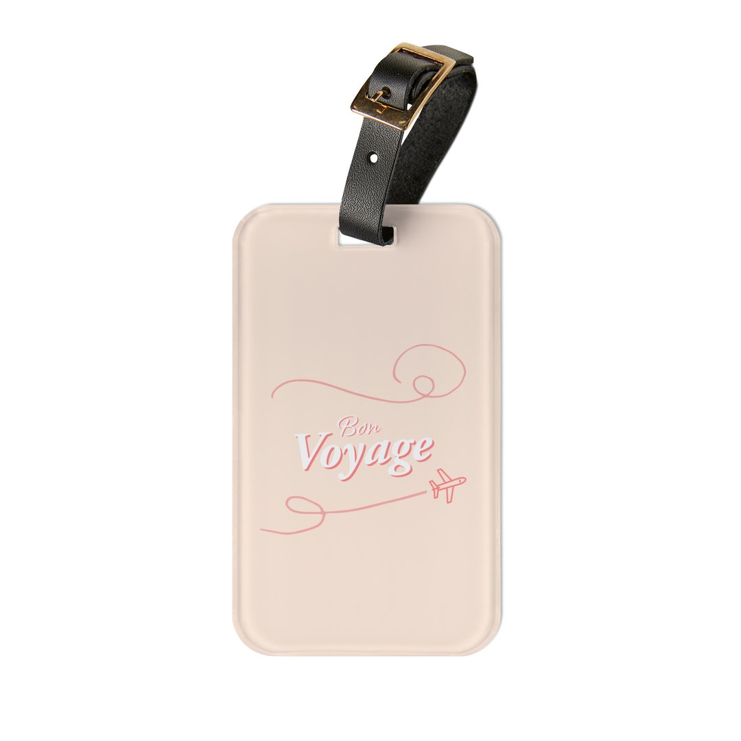 Luggage Tag "bon Voyage" Design | Premium Leather Name Tag for Carry on ...