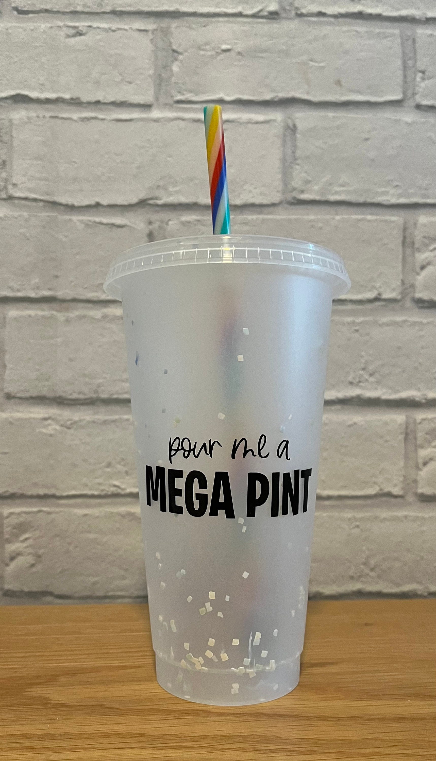 Mega Pint Confetti Cold Cup With Lid & Straw 24oz | Etsy