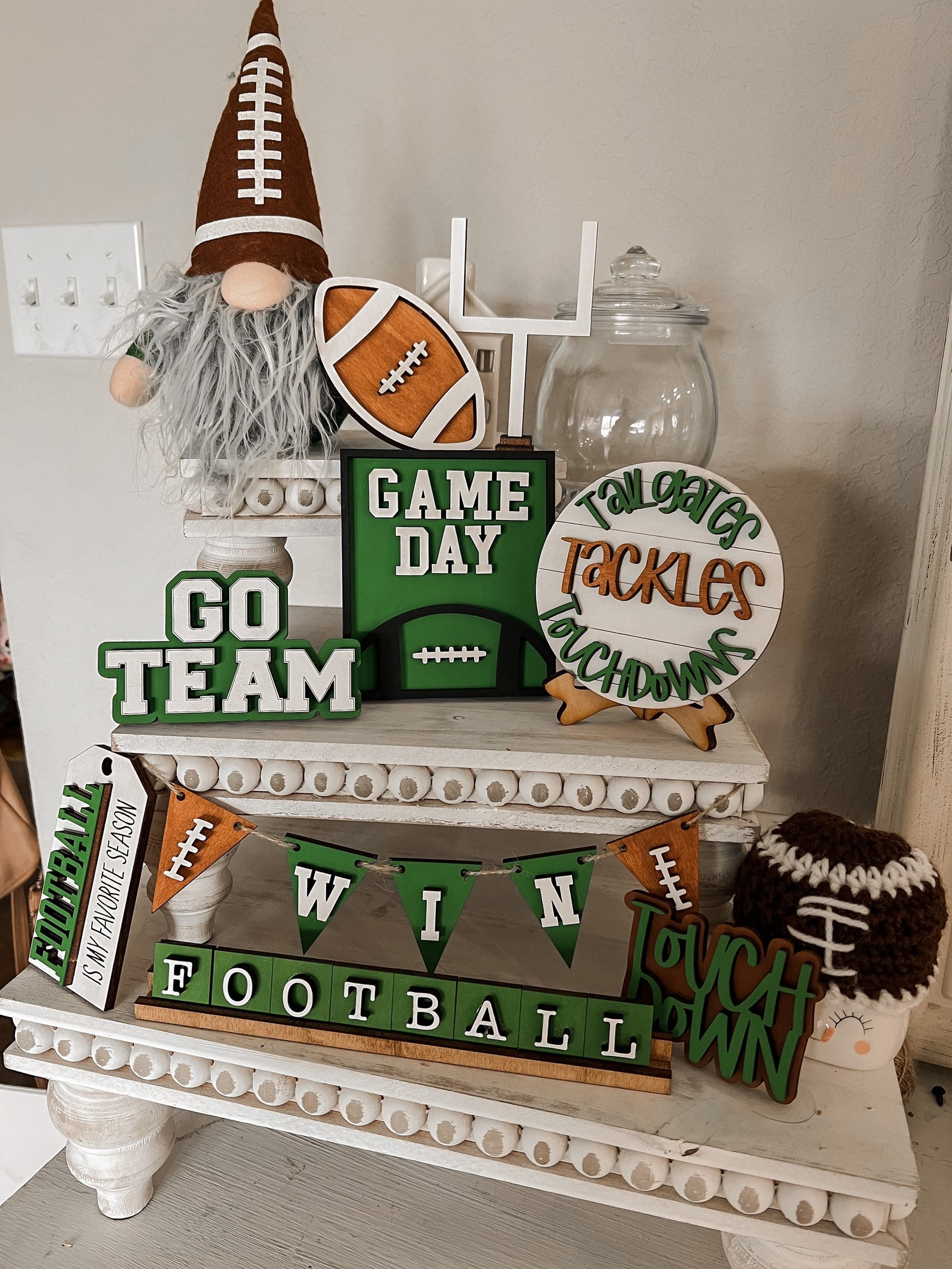 Football Tiered Tray Decor Football Season Fall Tiered Tray - Etsy