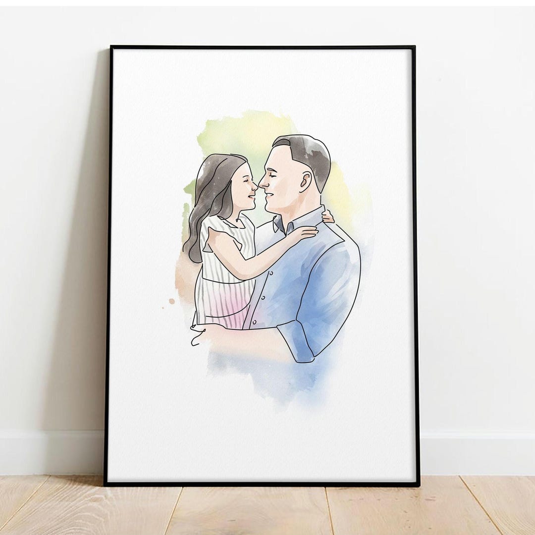 Custom Fathers Day Gift, Personalized Gift, First Dad and Baby Portrait ...