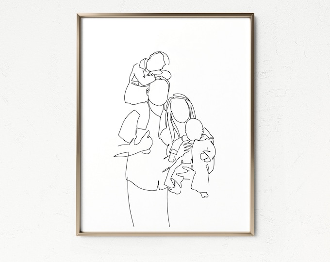 Custom Line Drawing, Line Art, Family Portrait, Couple Portrait From ...