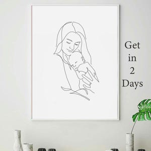 Mother’s Day Gift, Custom Line Art Portrait, Personalized Gift, Family ...