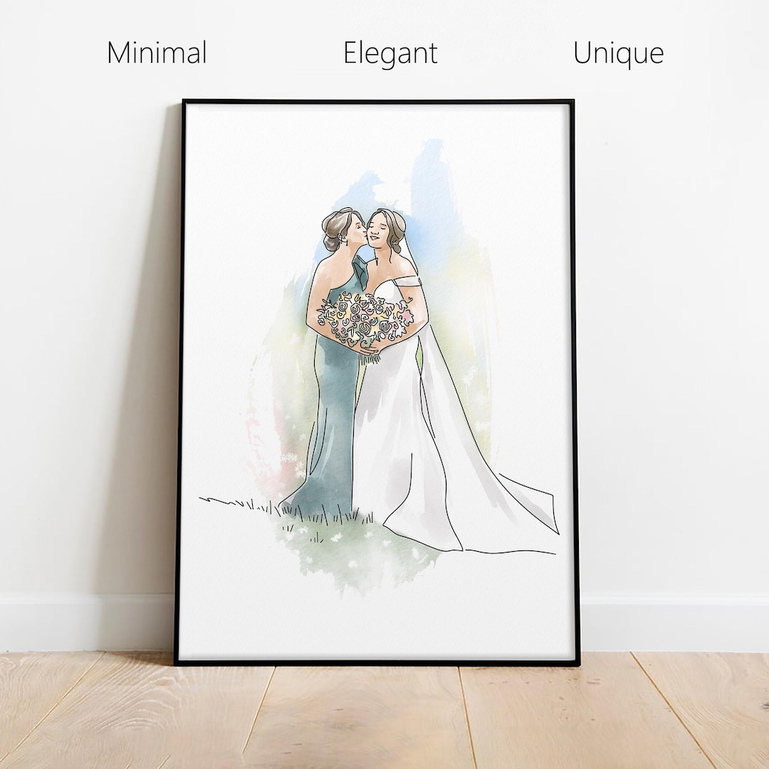 Custom Bride and Mother Portrait, Wedding Gift for Mother of the Bride ...