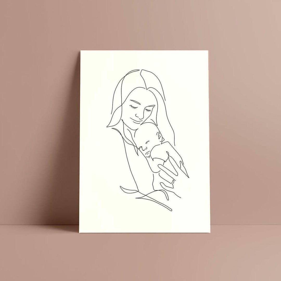 Custom Line Art Portrait: Personalized Family Illustration (digital ...
