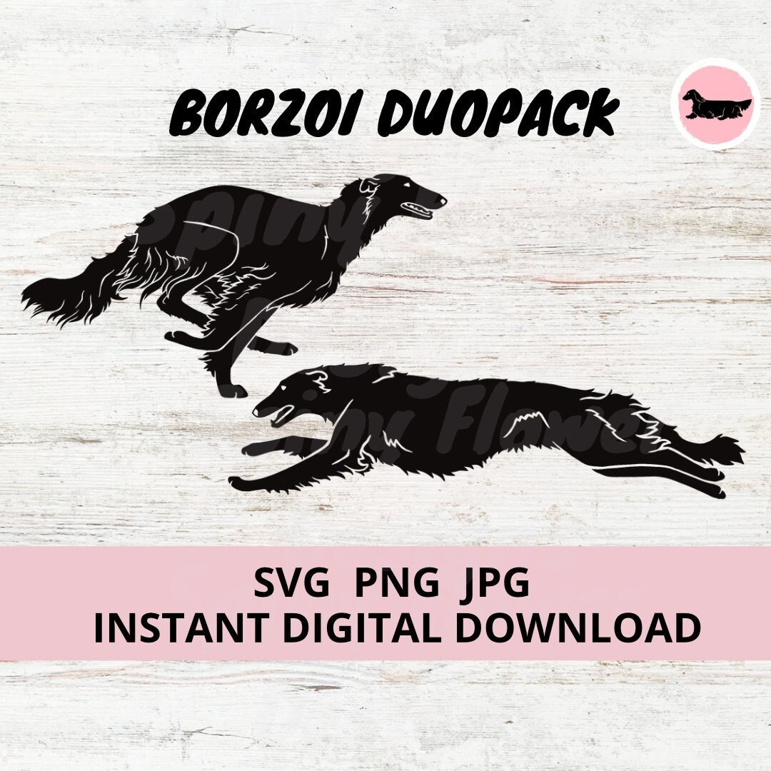 Borzoi Coursing Duopack 2-pack Dog Digital Download SVG JPG PNG Clipart ...