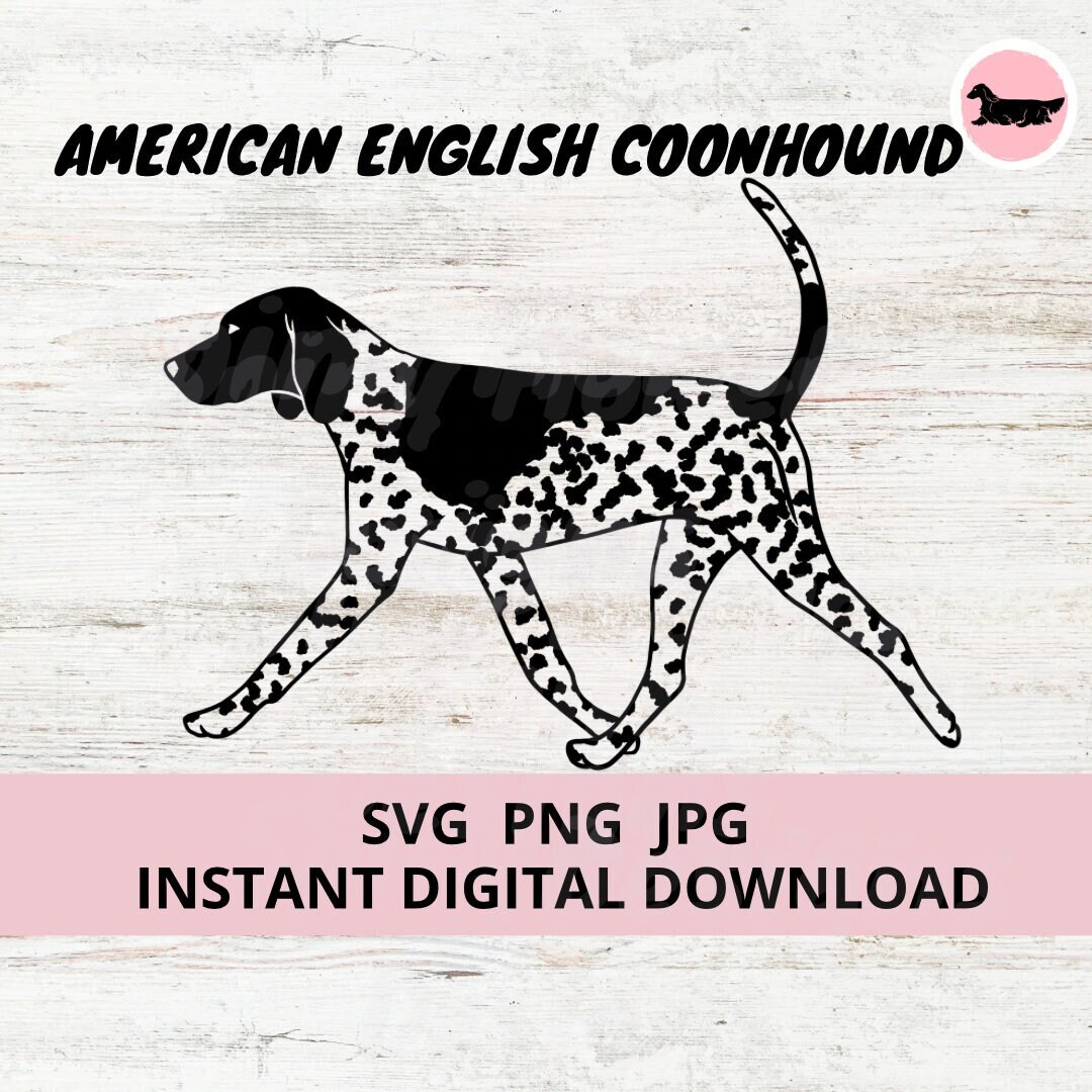 American English Redtick Coonhound Dog Gaiting Digital Download SVG JPG ...