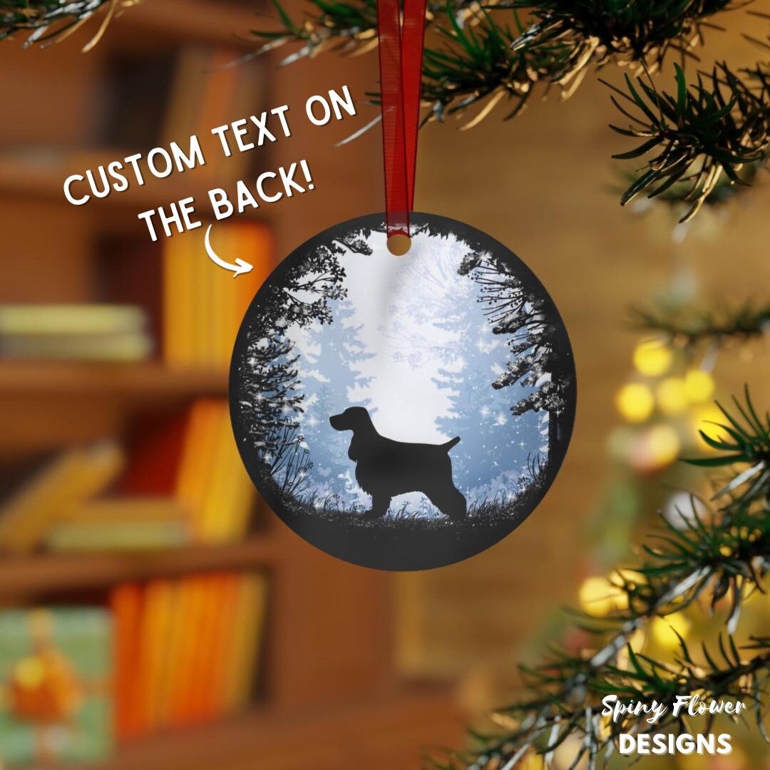 English Cocker Spaniel Personalizable Metal Holiday Christmas Ornament ...