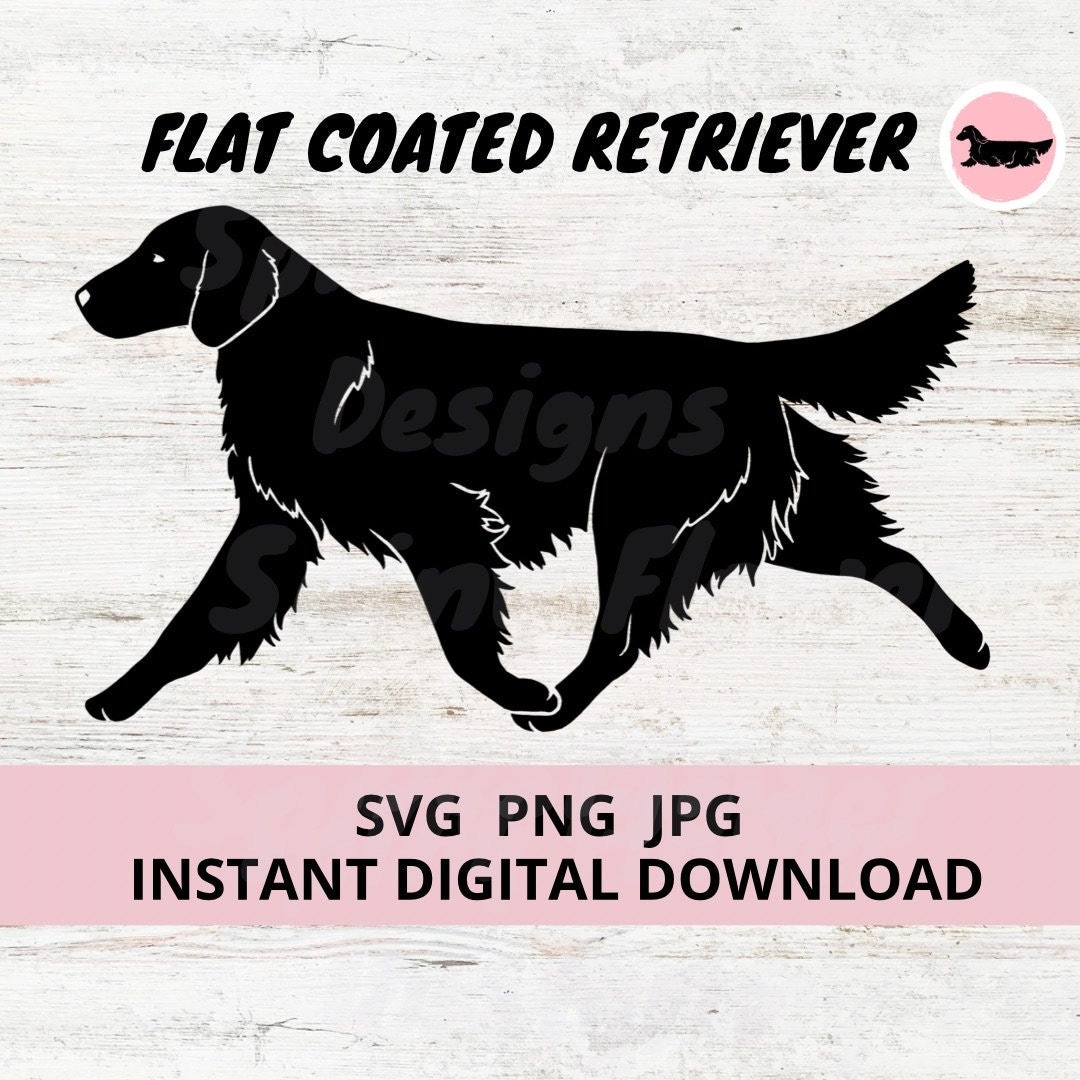 Flat Coated Retriever Dog Gaiting Digital Download SVG JPG PNG Clipart ...