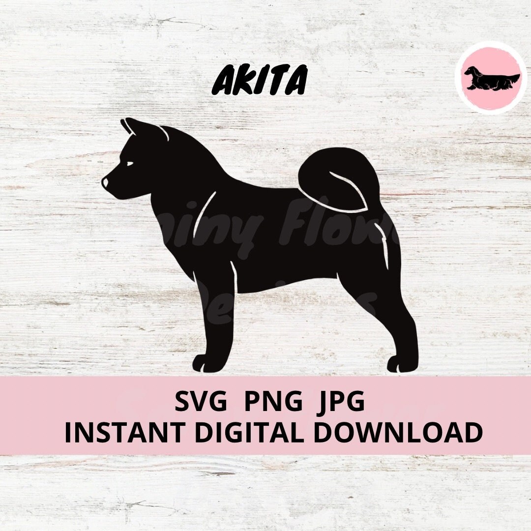 Akita Dog Standing Digital Download SVG JPG PNG Clipart - Etsy
