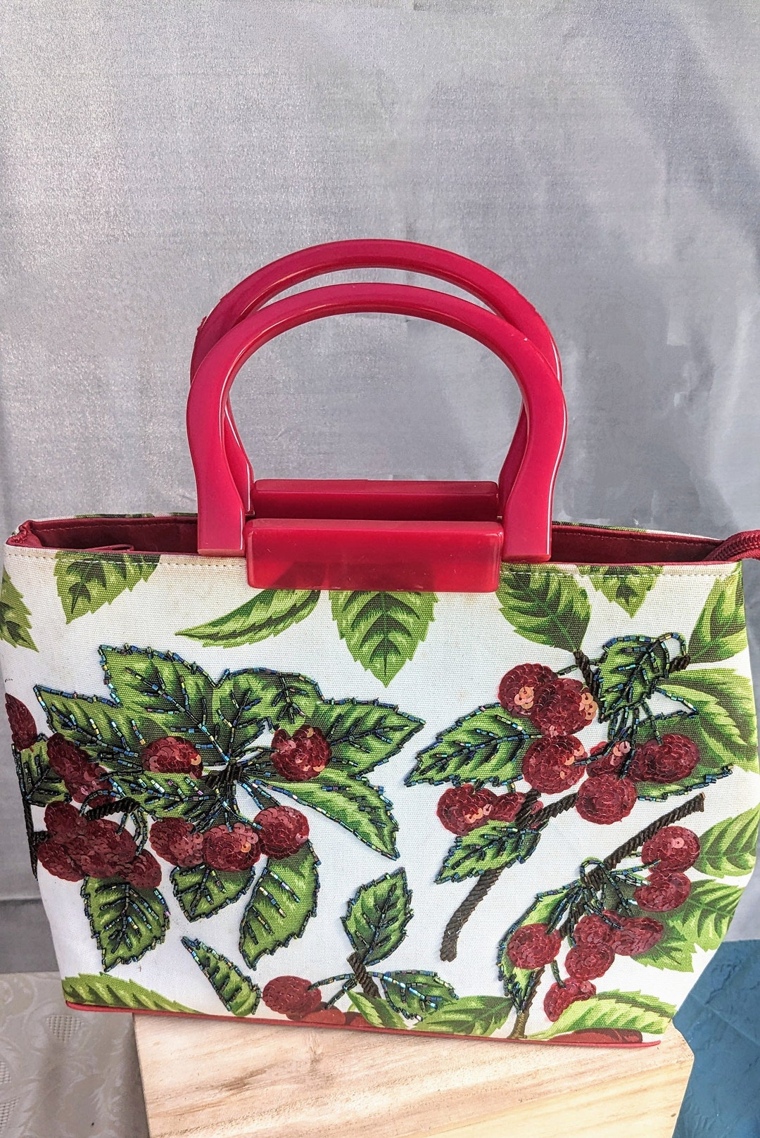 Cherry Handbag Isabella Fiore Cherries Sequin Stitched Pocketbook - Etsy