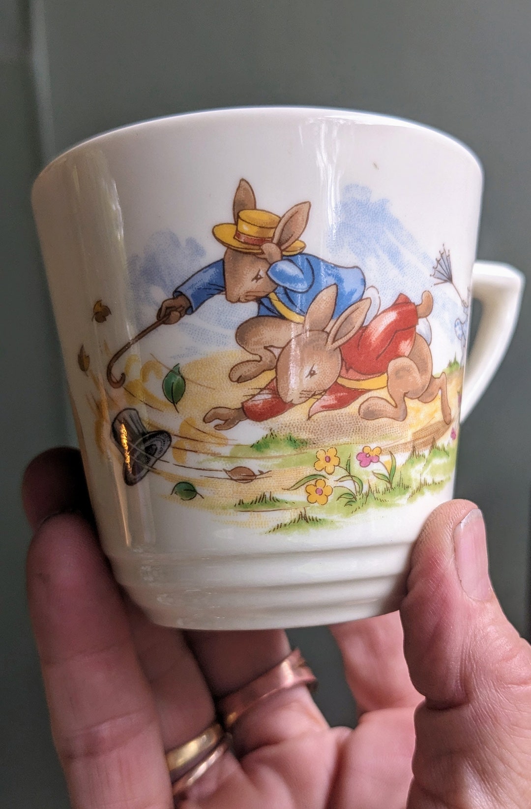 Rare Vintage Royal Doulton Bunnykins Tea Cup, Windy Day, Flat Casino ...