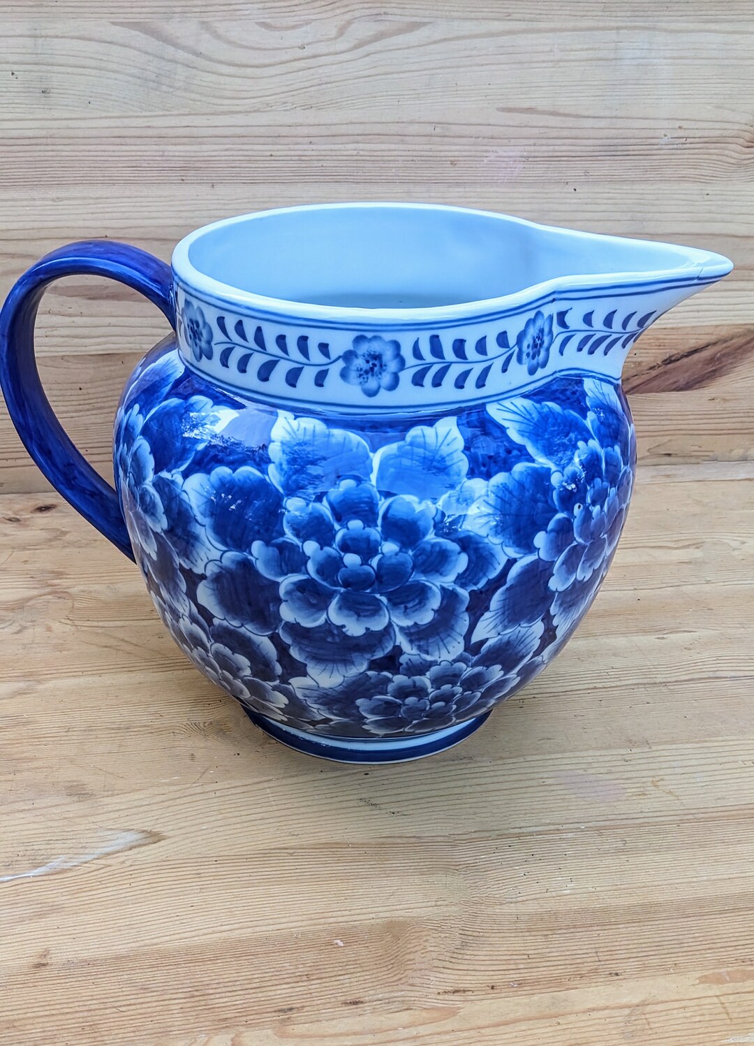 Large Blue and White Ceramic Jug, Pitcher, Drinks Vessel or Vase. - Etsy