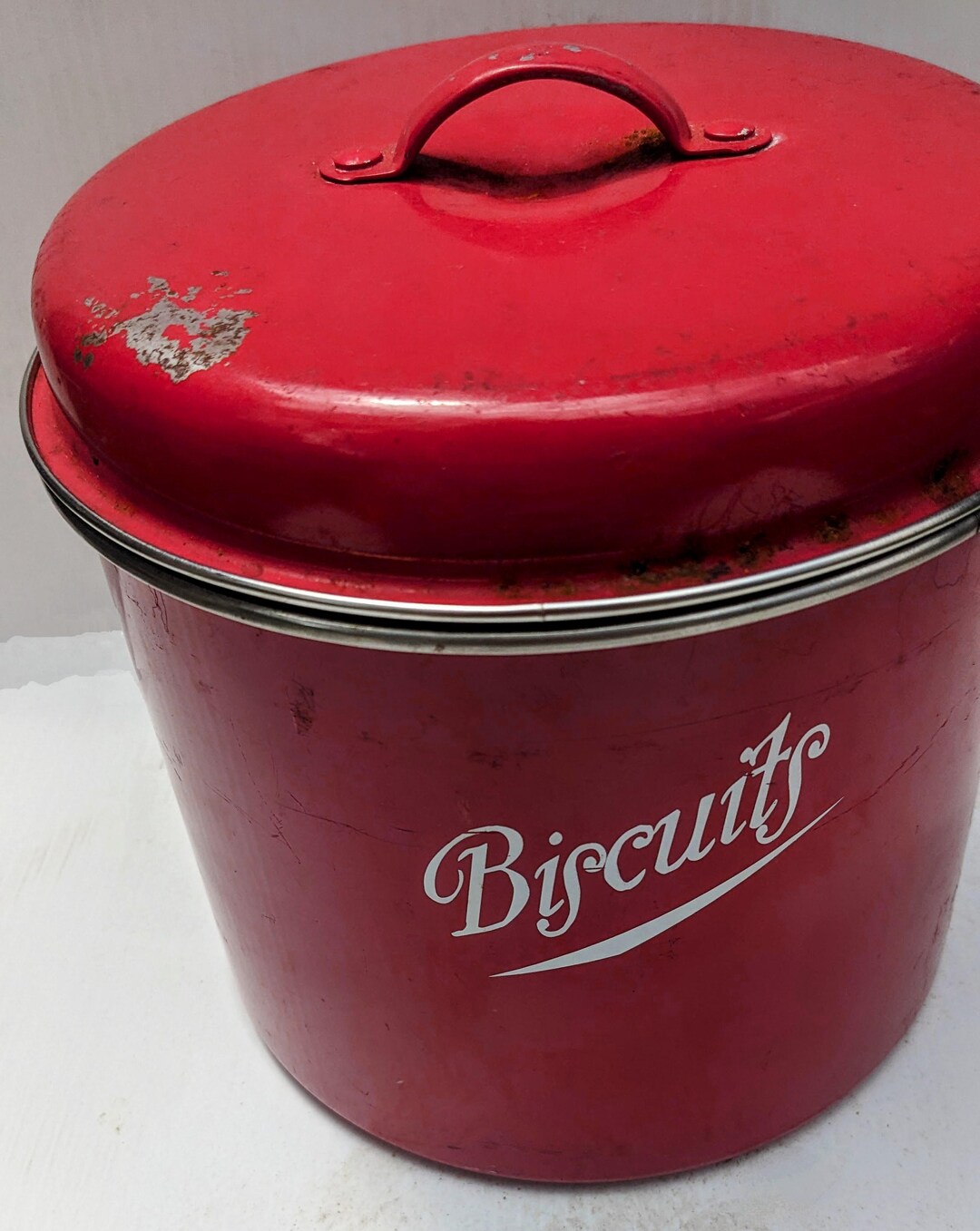 Vintage 1950s Red Biscuit Tin - Food Storage Bin - Etsy
