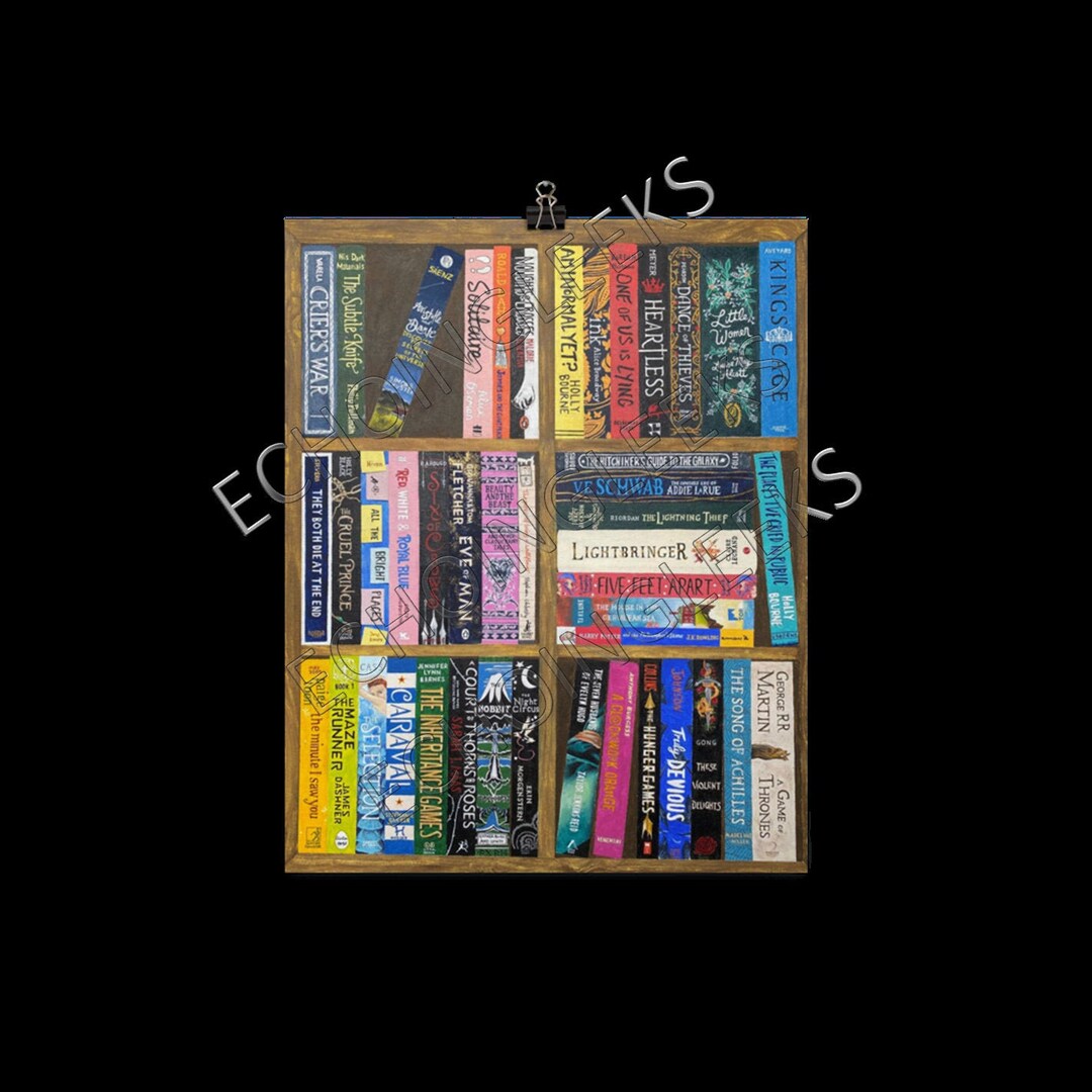 Hand-painted Bookcase Print (download) - Etsy