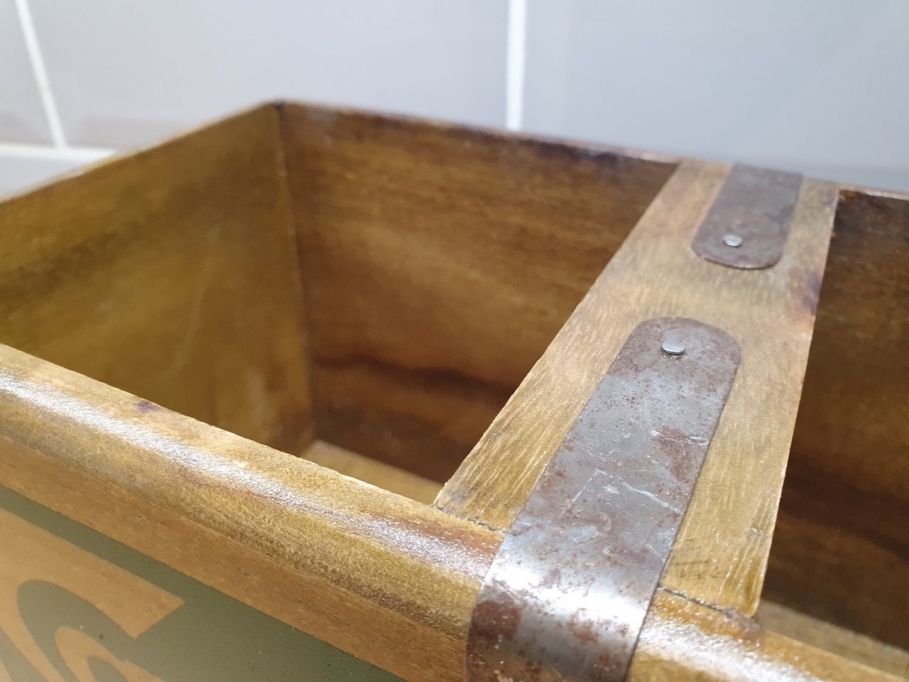 top retailers Solid hardwood storage box. 30cm long, hand stamped: JOHNSON AND ROBERTS meat ...